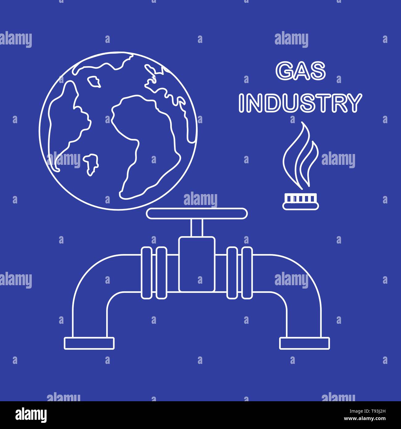 Vector illustration with equipment for gas production and earth. Gas ...