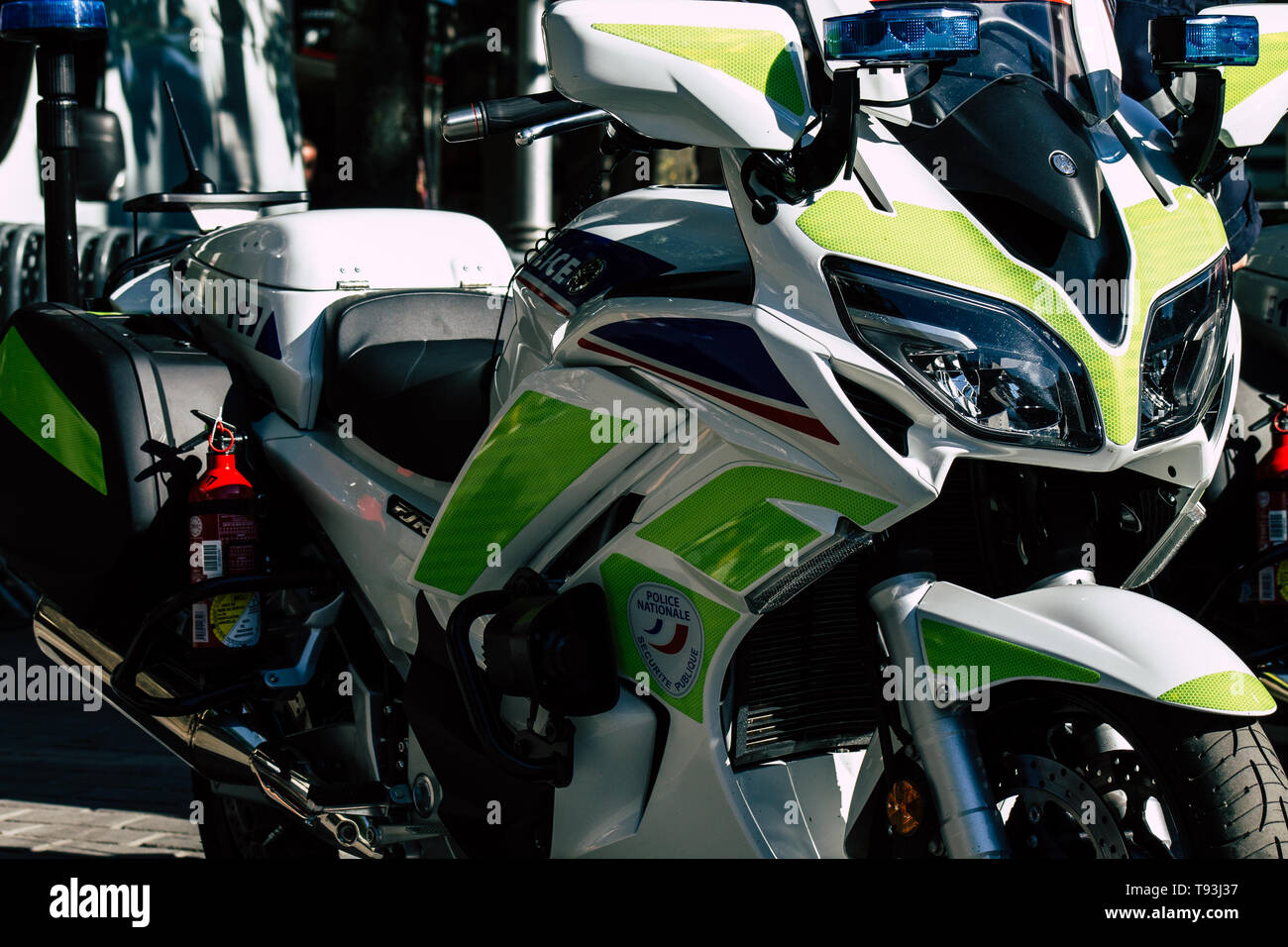 Reims Champagne France May 15, 2019 Closeup of a classic French police ...
