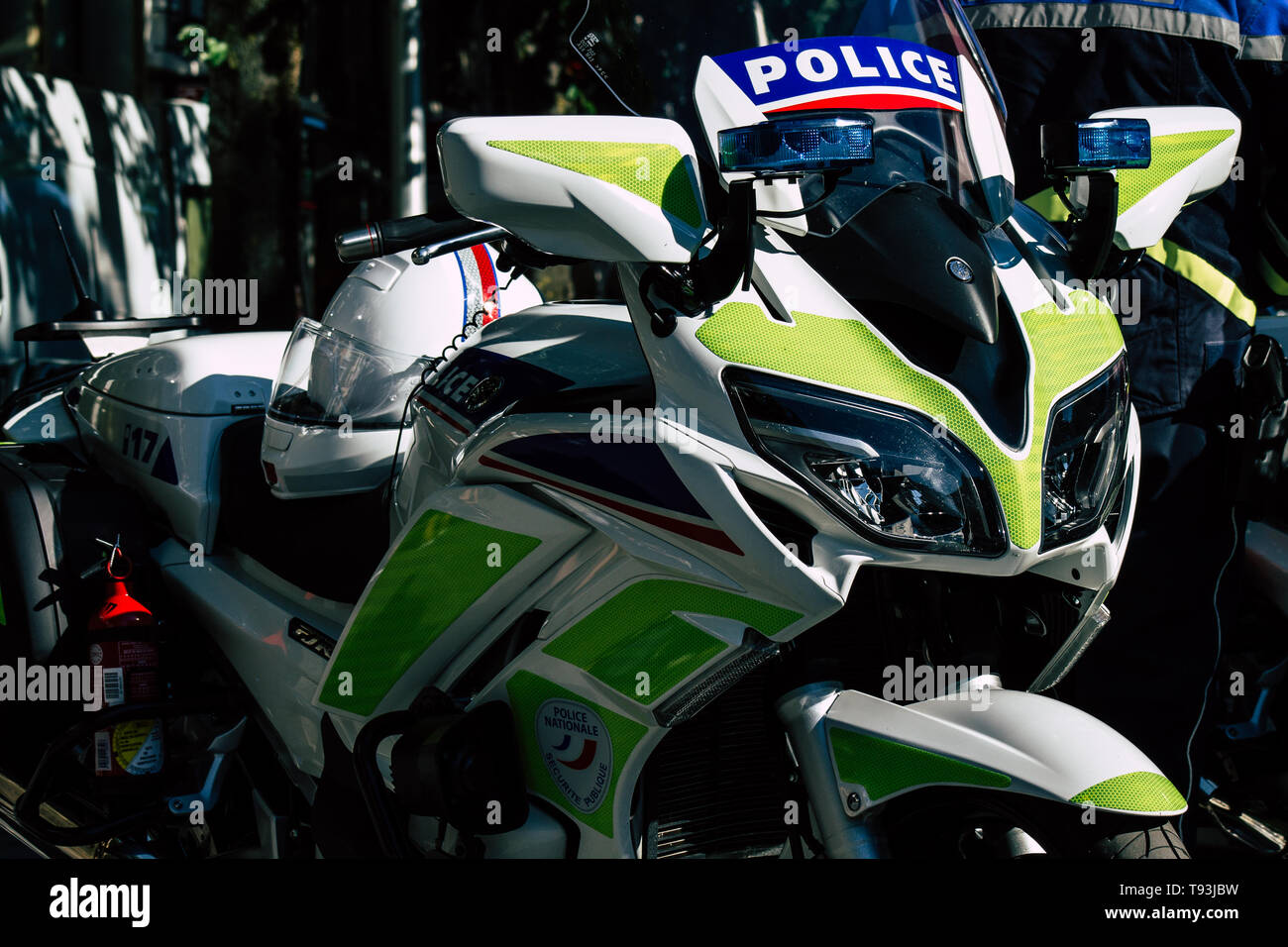 Reims Champagne France May 15, 2019 Closeup of a classic French police ...