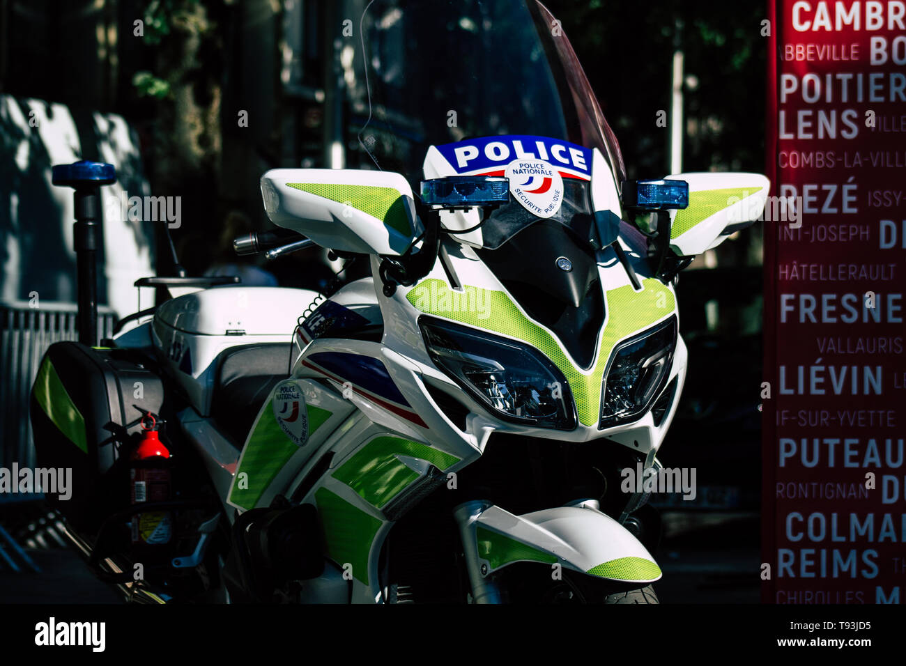 Reims Champagne France May 15, 2019 Closeup of a classic French police ...