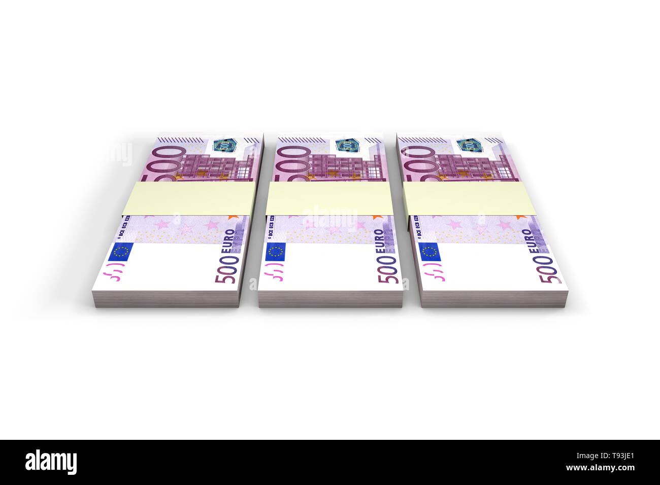 3d rendering, stack of five hundred euro banknotes, isolated on white ...