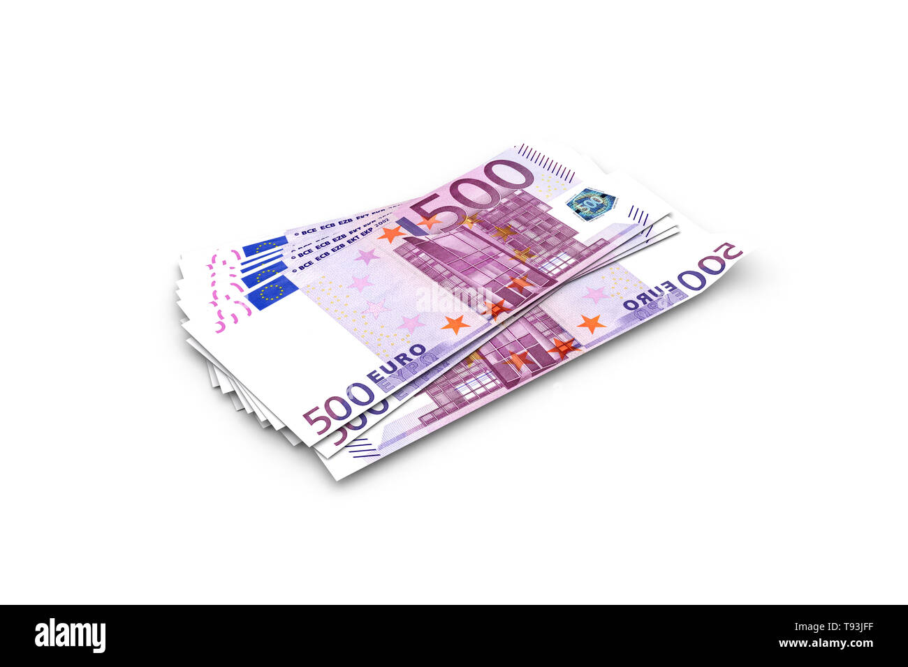 3d rendering, stack of five hundred euro banknotes, isolated on white ...