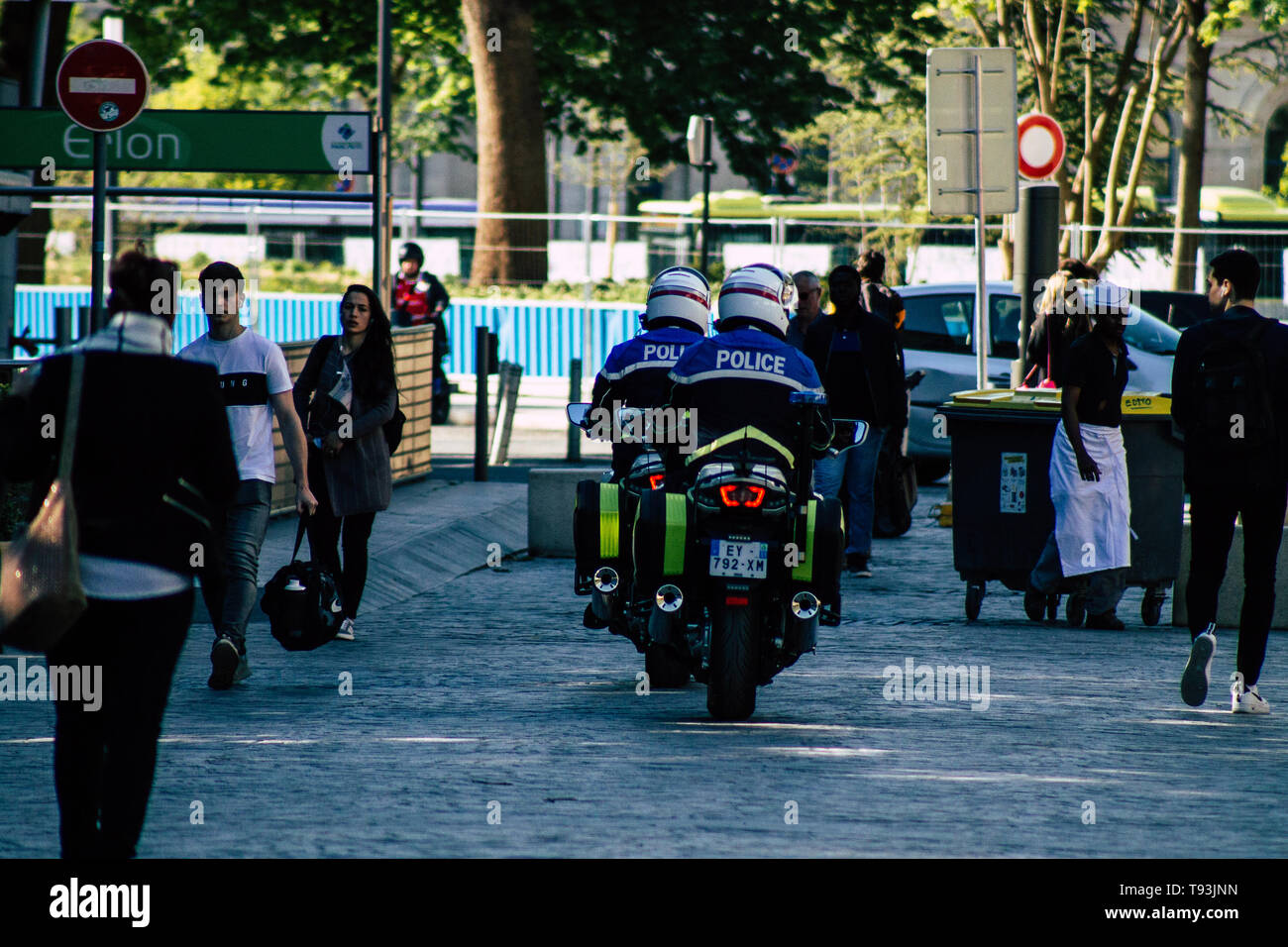 Reims Champagne France May 15, 2019 View of a biker of the French ...