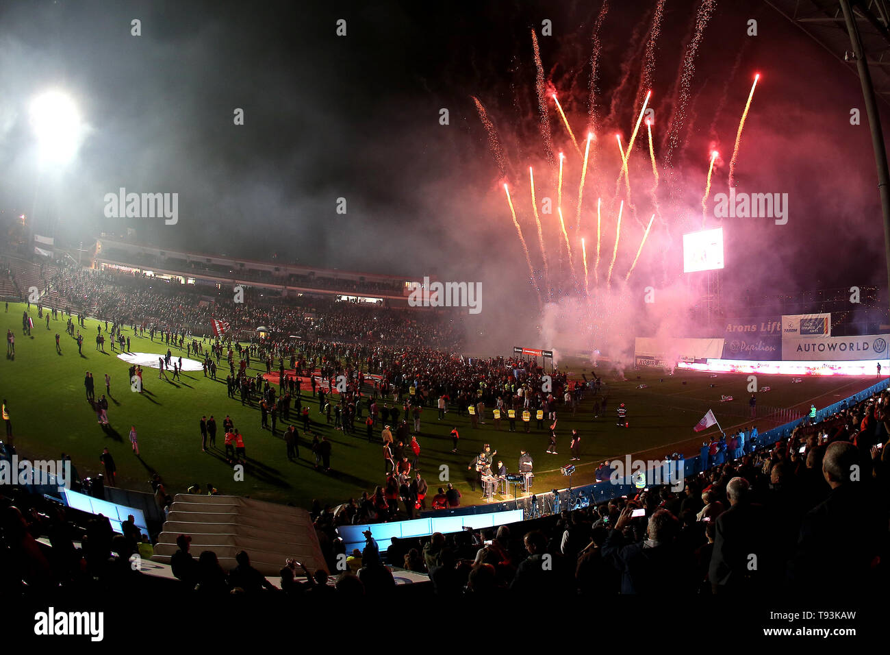 fireworks for celebration of winning the championship Stock Photo - Alamy