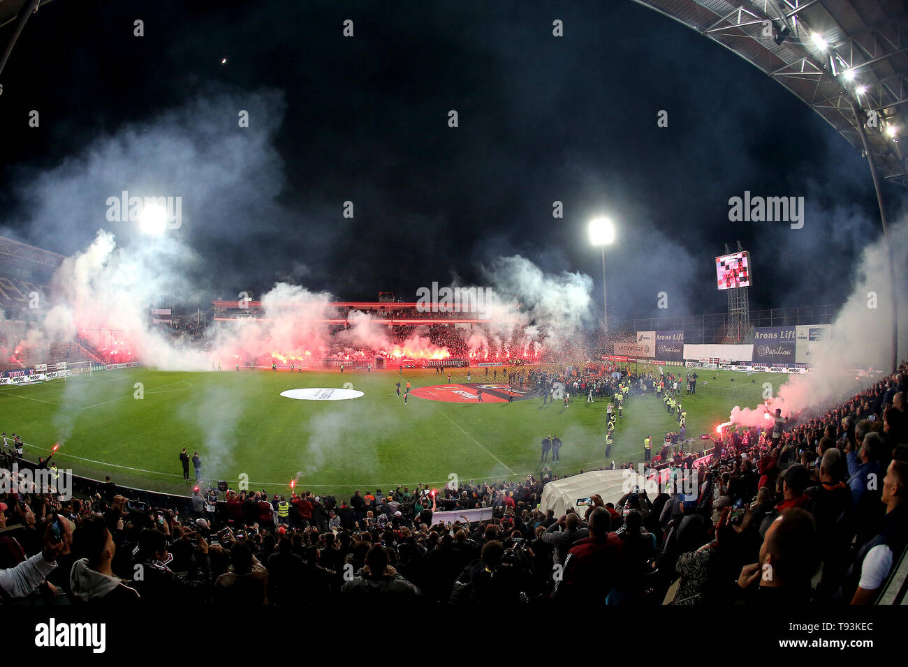 fireworks for celebration of winning the championship Stock Photo - Alamy