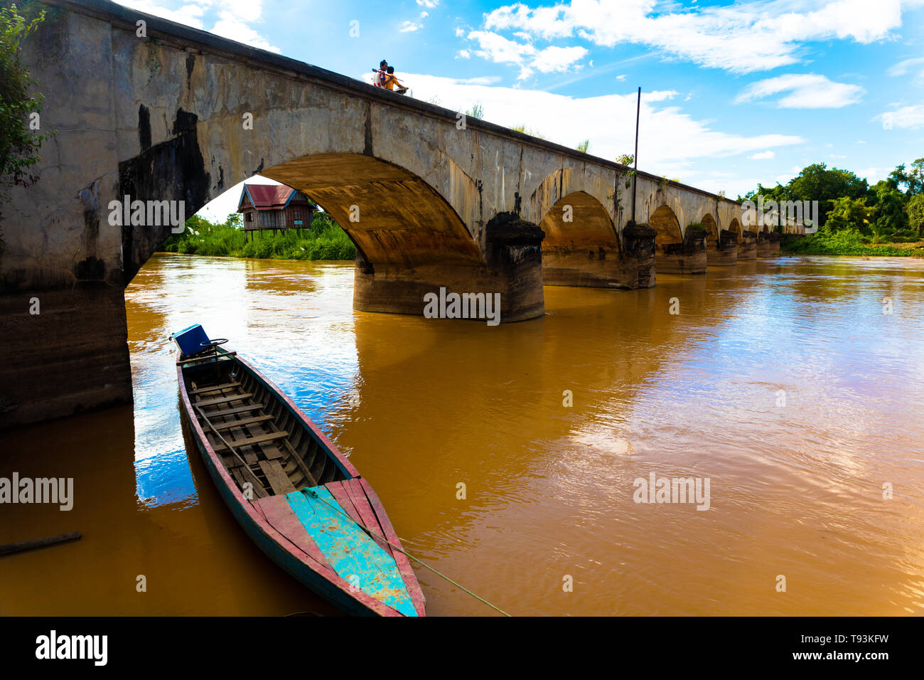 Bridge on Mekong river, Laos Stock Photo - Alamy