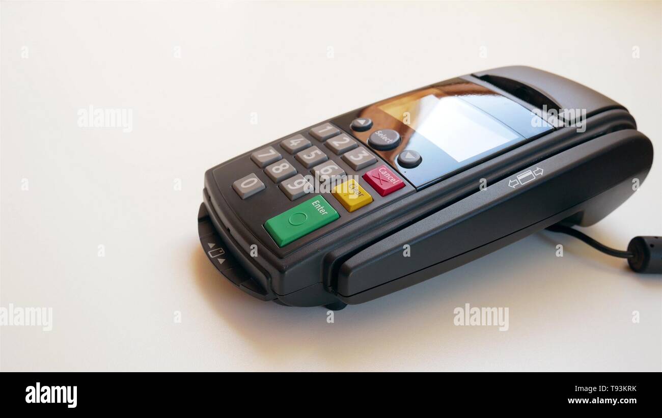 Close credit card swiping machine to pay. credit card swipe through ...