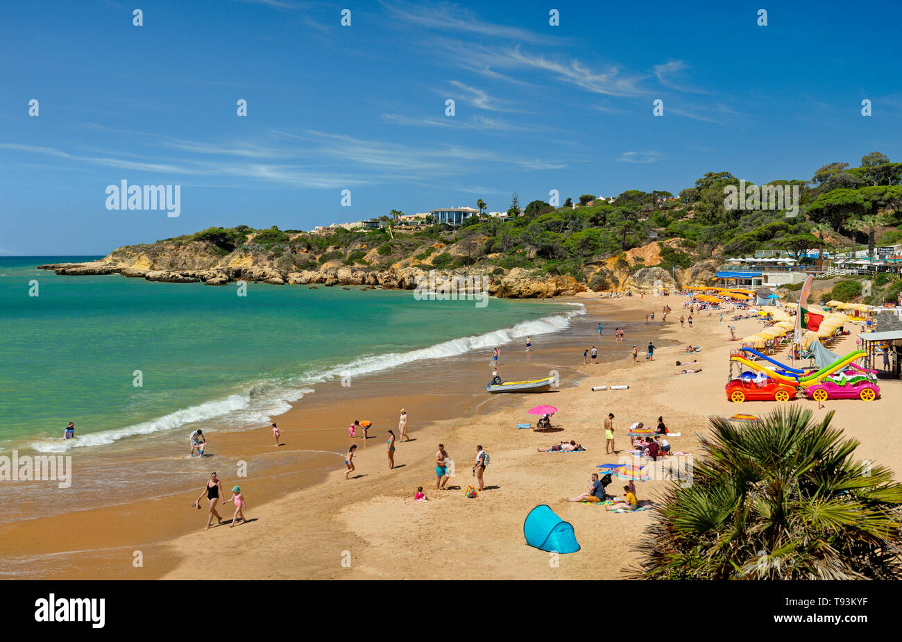 Praia da Oura in Summer, near Albufeira, Algarve, Portugal Stock Photo ...
