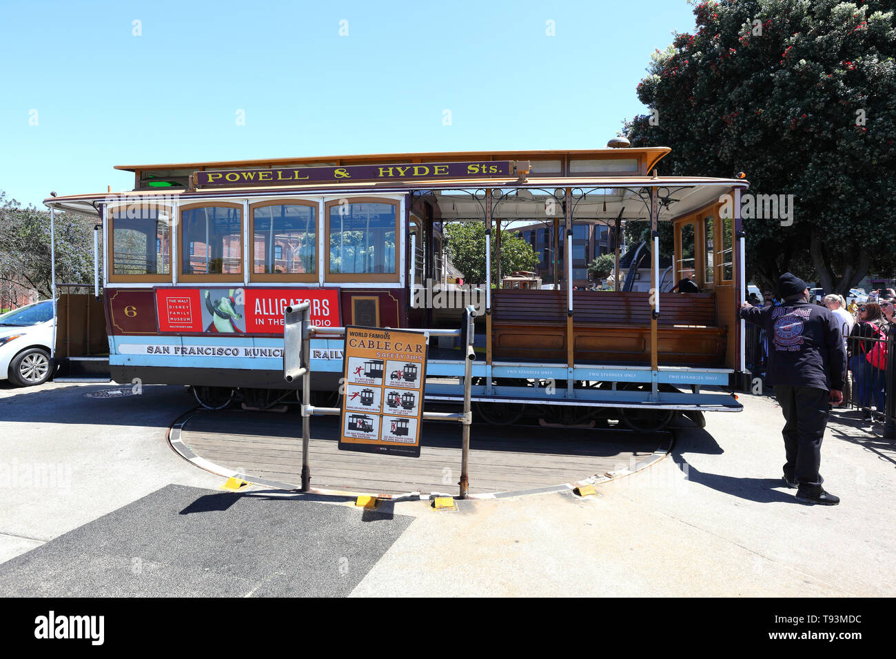 Editorial Image: San Francisco USA 22 Apr 2019: A cable car attendant ...