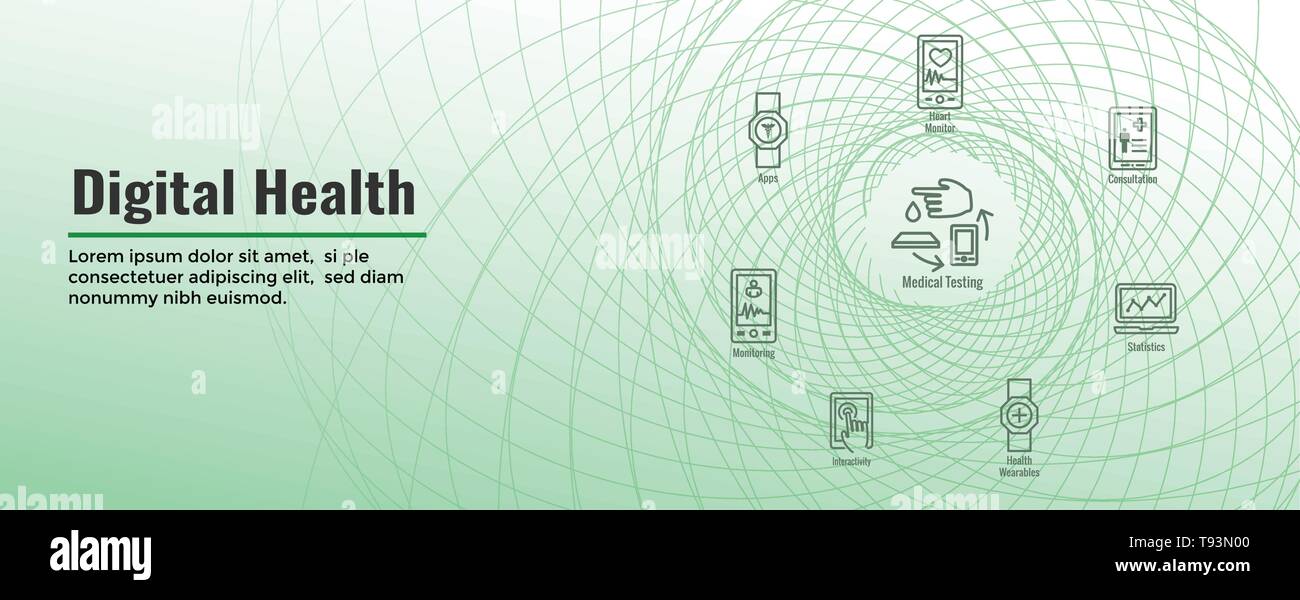 Digital Health Icon Set - Wearable Technology Web Header Banner Stock ...