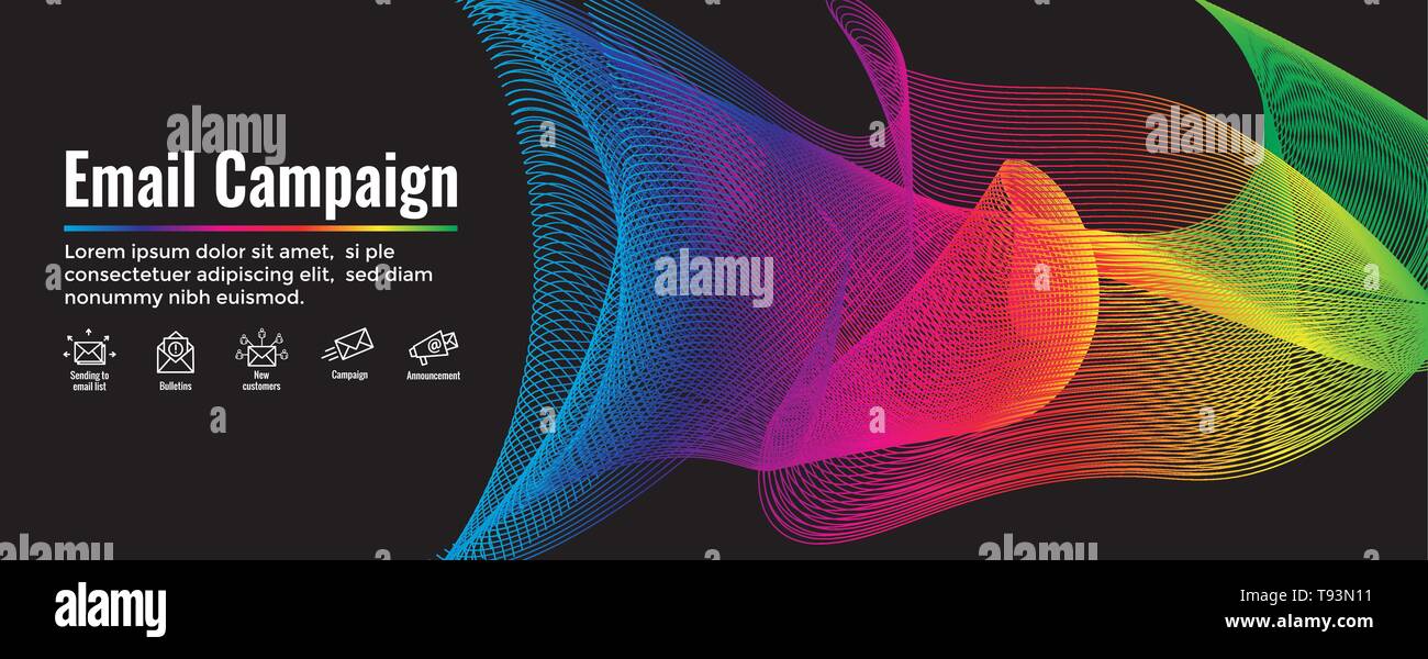 Email marketing campaigns icon set & web header banner Stock Vector ...