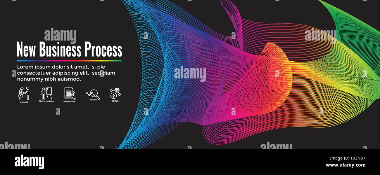 New Business Process Web Header Banner & Icon Set Stock Vector Image ...