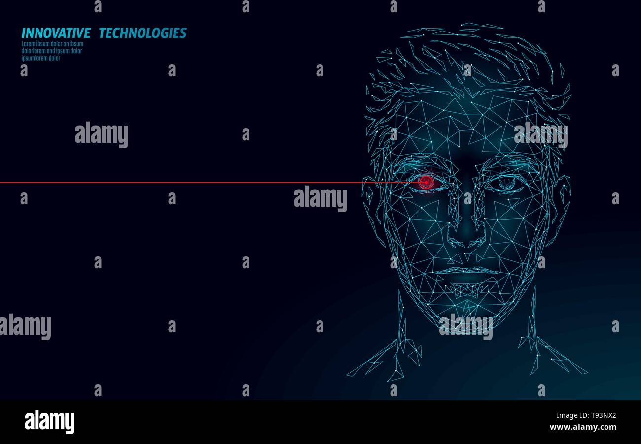 Low poly male human face biometric identification. Recognition system ... Low poly male human face biometric identification. Recognition system ...