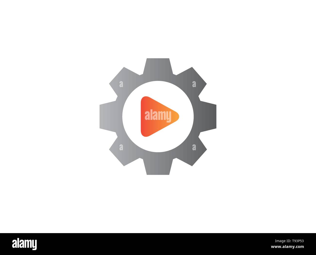 Video play icon inside a gear pinion for logo design Stock Vector Image ...