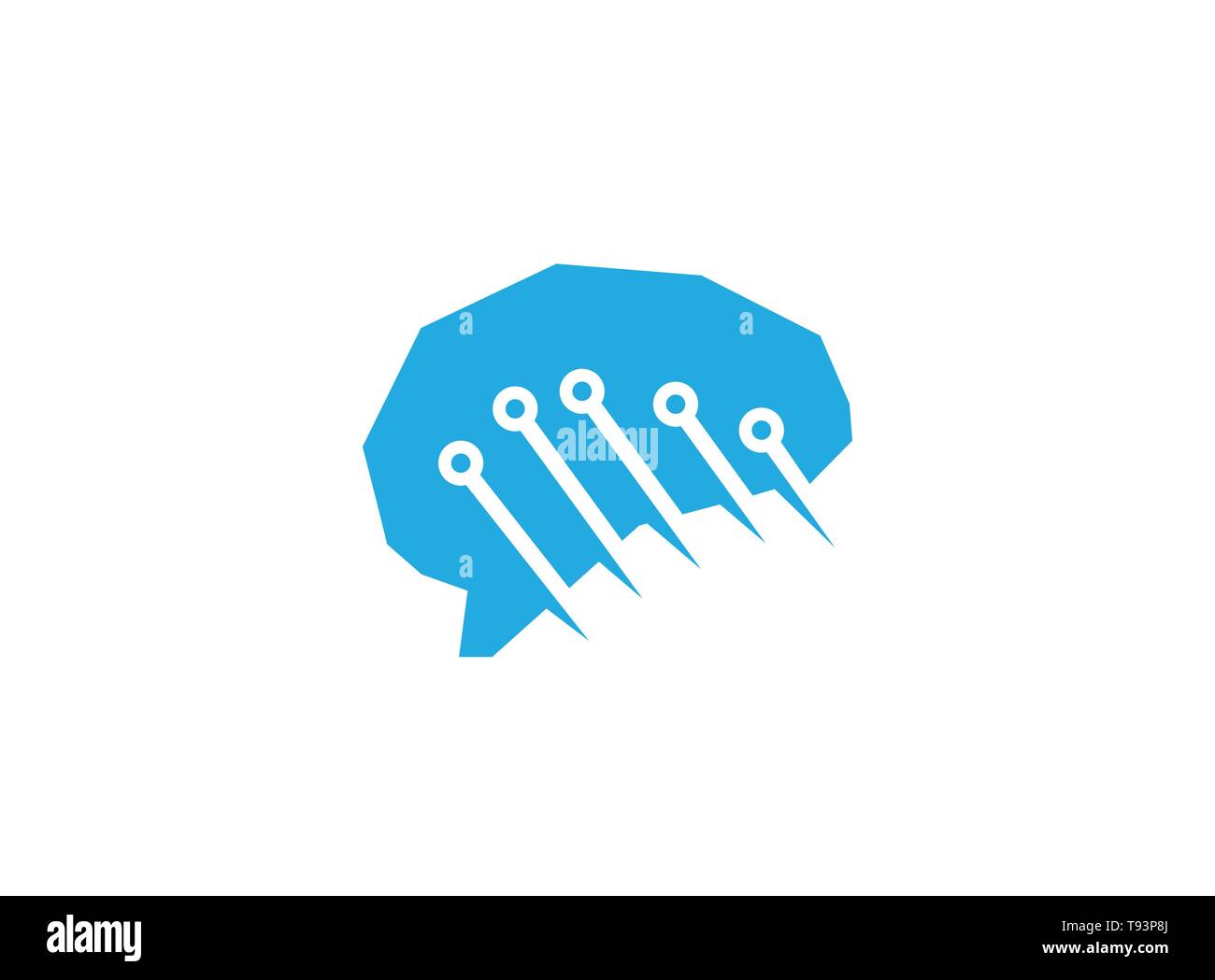 Technology blue brain for logo design illustration Stock Vector Image ...