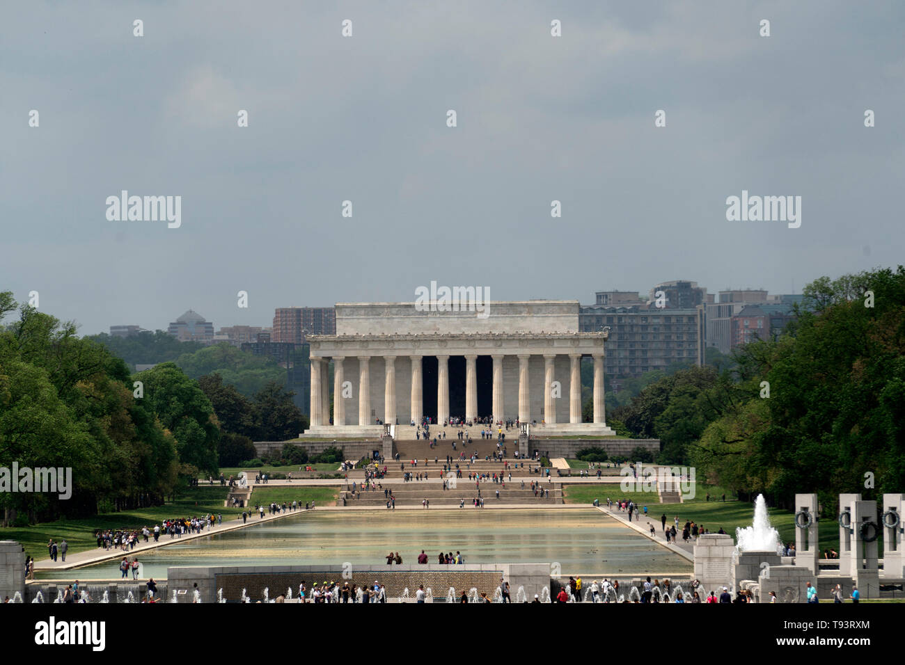 WASHINGTON DC, USA - APRIL 27 2019 - Many tourist at World War II ...