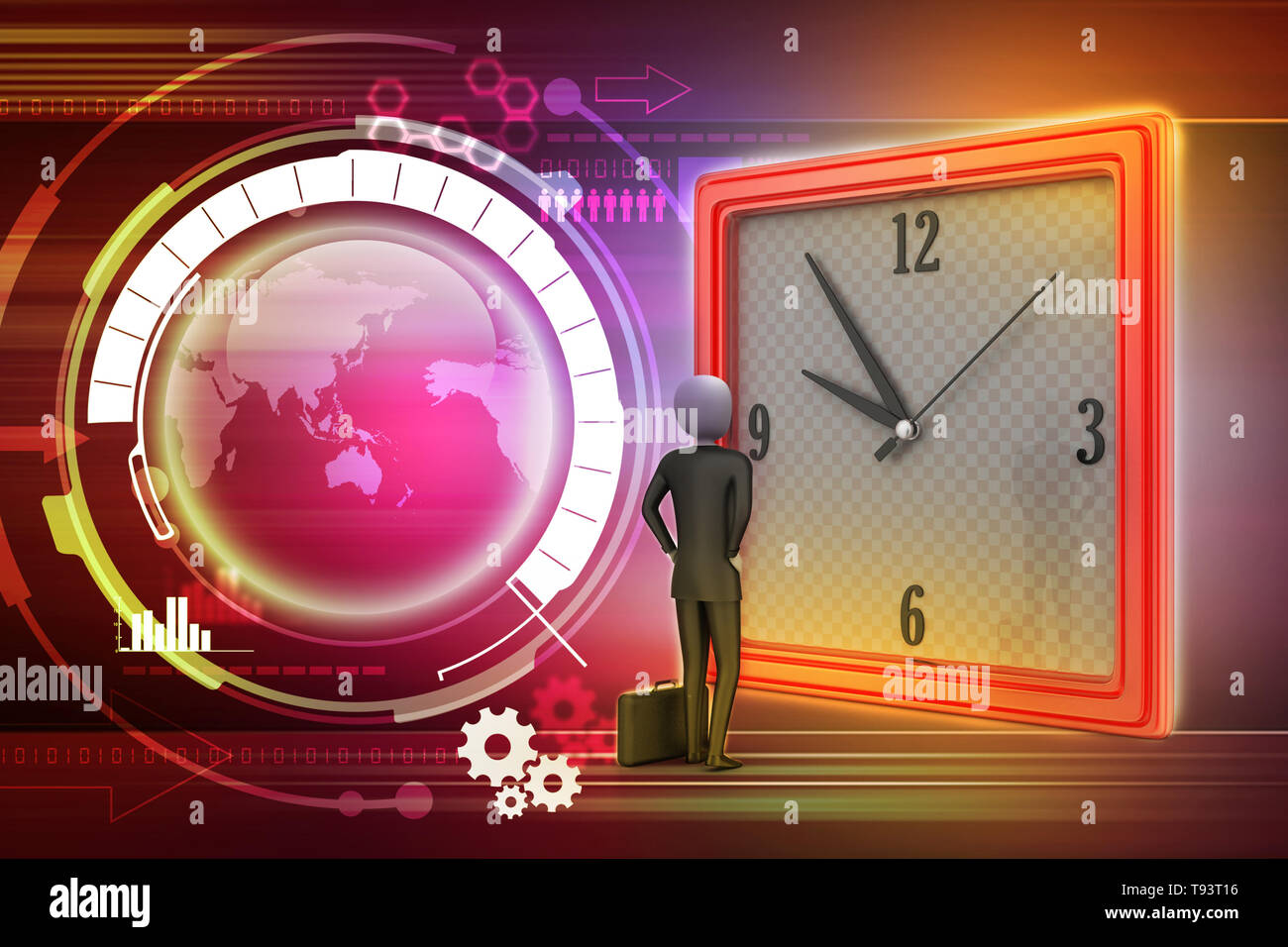 3d man watching the clock Stock Photo - Alamy