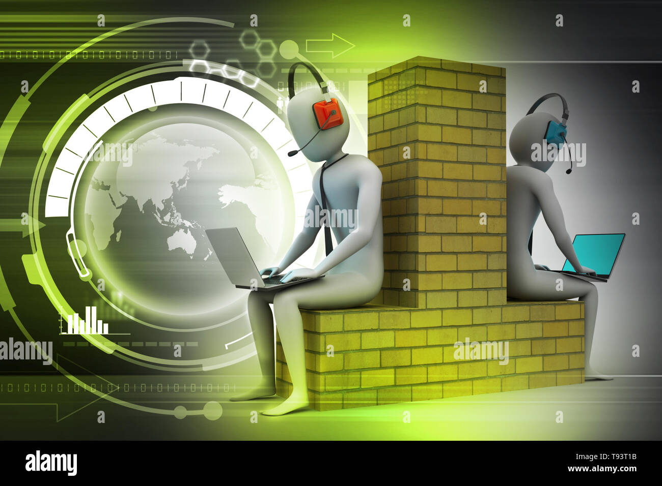 3d people working in laptop Stock Photo - Alamy