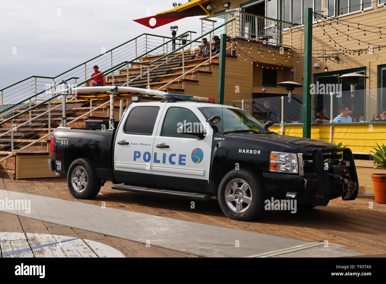 Police Car on Santa Monica Pier - Los Angeles, California Stock Photo ...