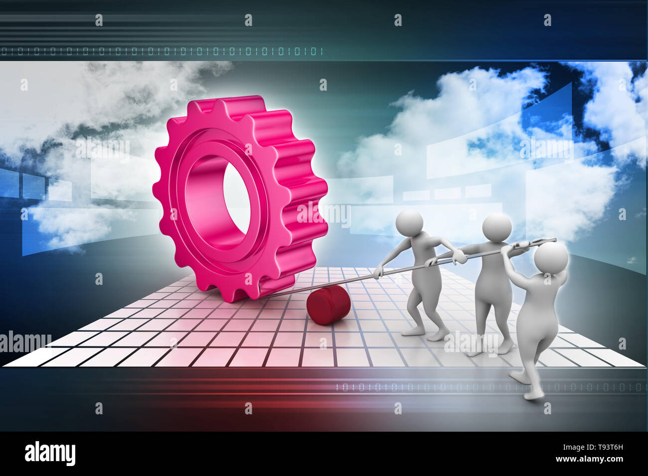 people moving gear in union, symbol of teamwork Stock Photo - Alamy