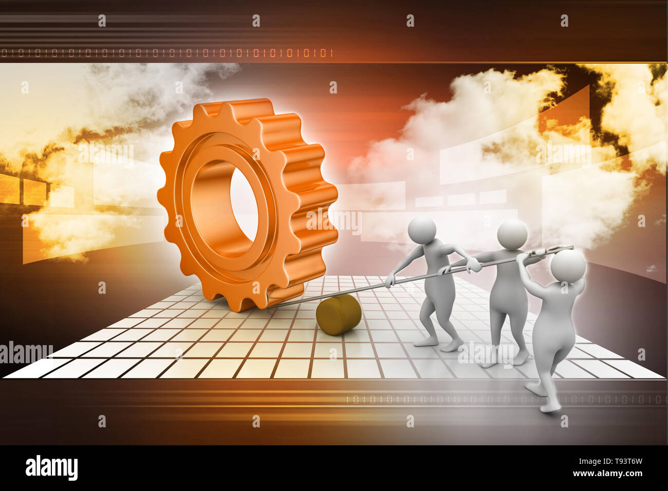 people moving gear in union, symbol of teamwork Stock Photo - Alamy