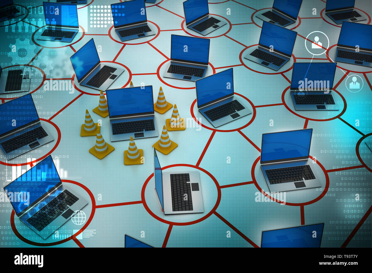 laptop network with traffic cone Stock Photo - Alamy