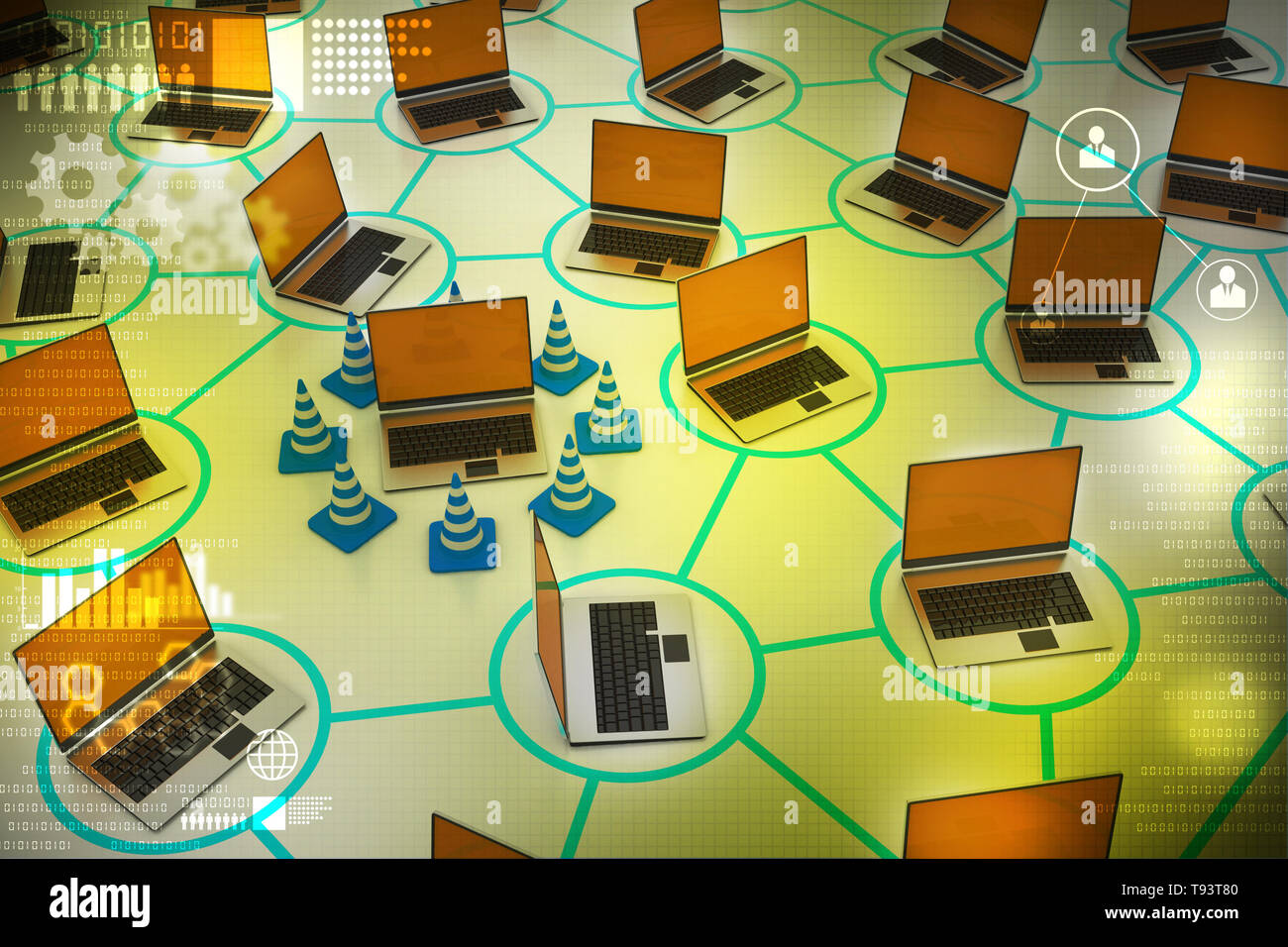 laptop network with traffic cone Stock Photo - Alamy
