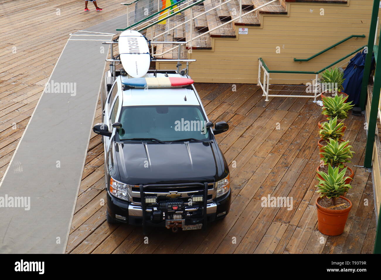 Police Car on Santa Monica Pier - Los Angeles, California Stock Photo ...