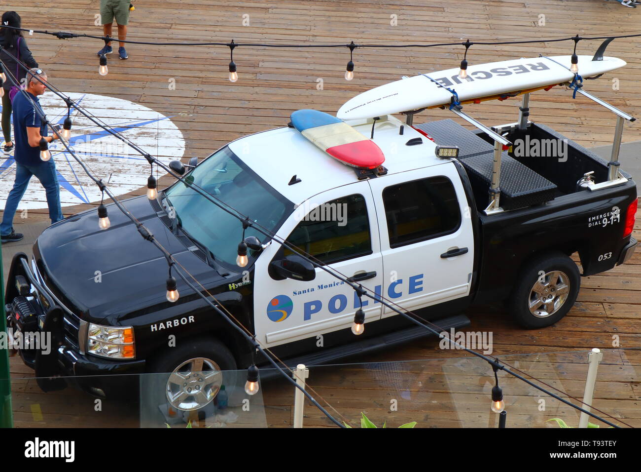 Police Car on Santa Monica Pier - Los Angeles, California Stock Photo ...