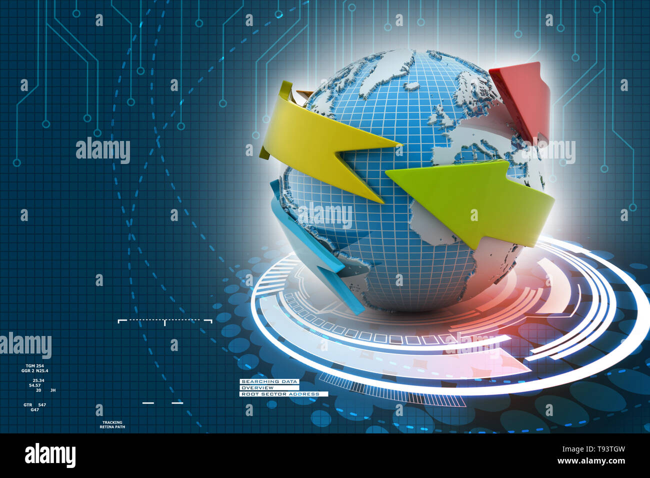Earth with arrow circle around Stock Photo - Alamy