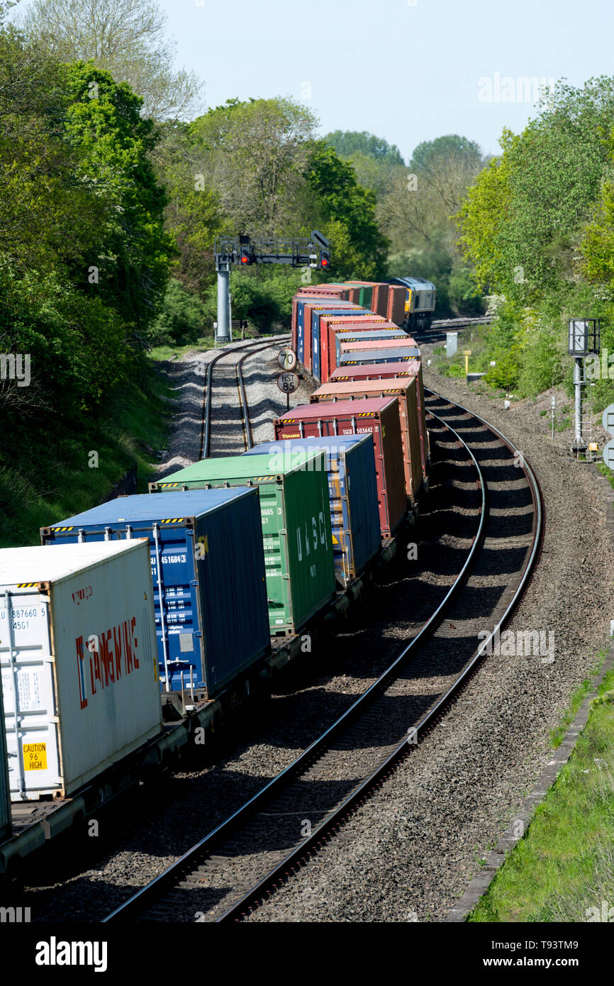 Freightliner train ascending Hatton Bank, Warwickshire, UK Stock Photo ...