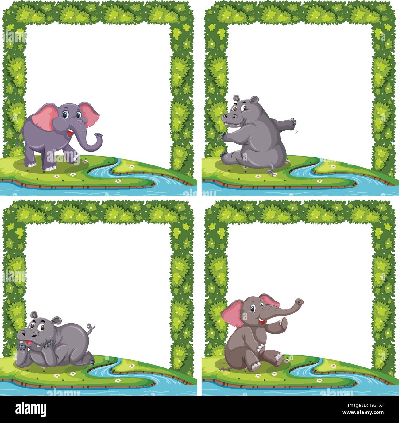 Set of animal on frame illustration Stock Vector Image & Art - Alamy