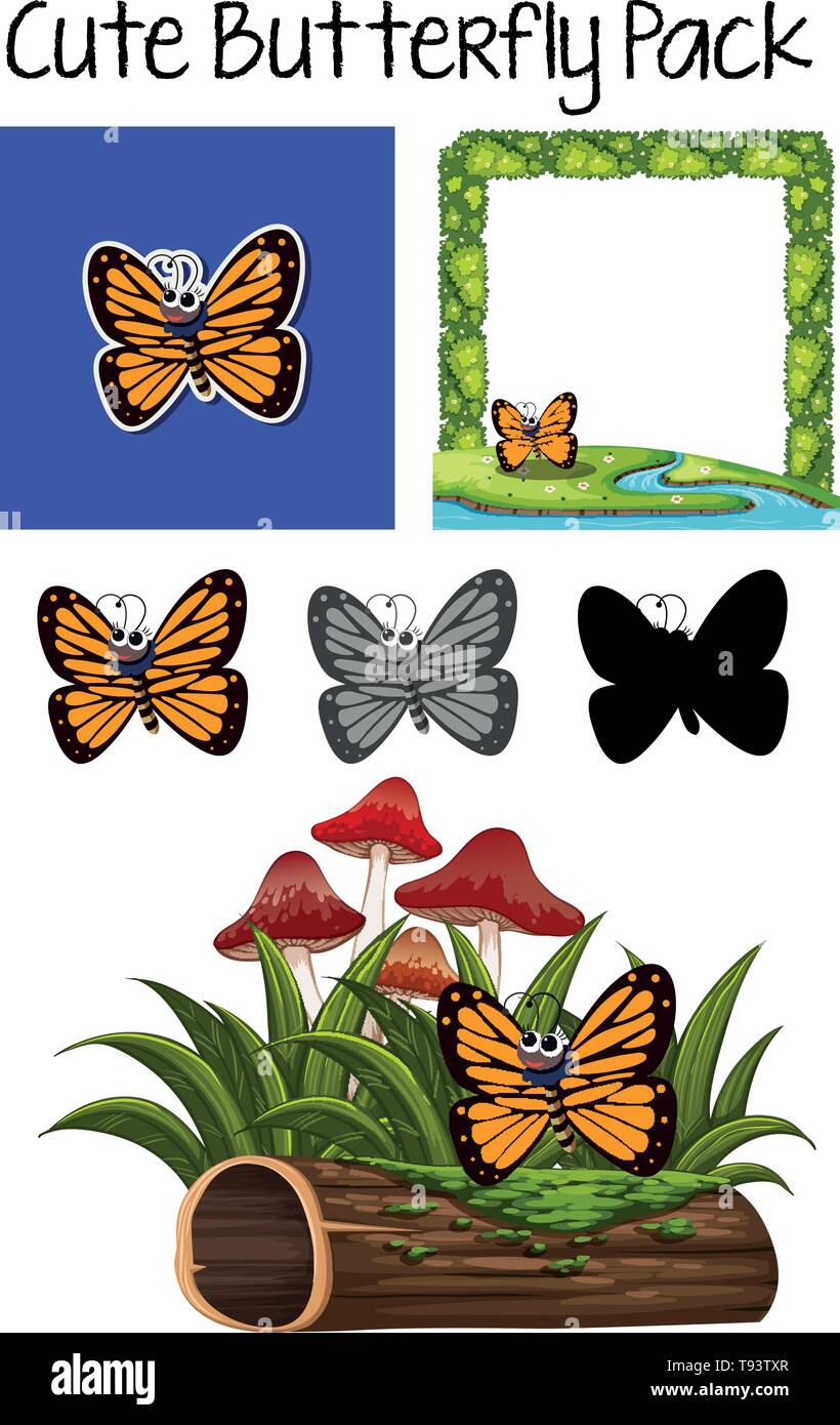 Grey butterfly on plant Stock Vector Images - Alamy