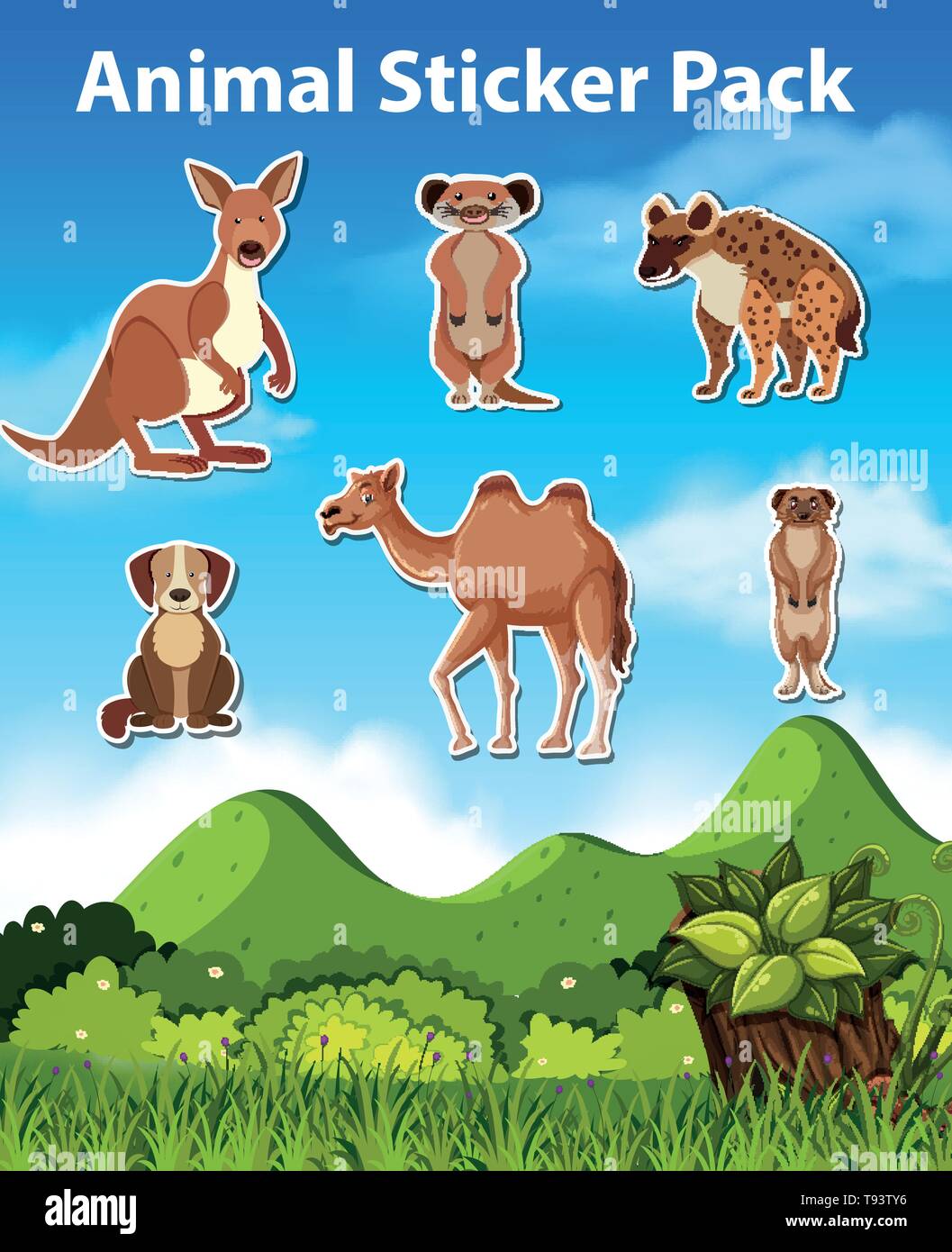 Set of wild animal sticker illustration Stock Vector Image & Art - Alamy