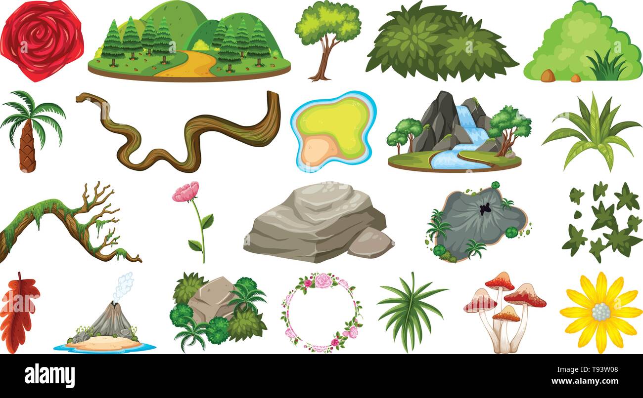 Set of nature object for decoration illustration Stock Vector Image ...