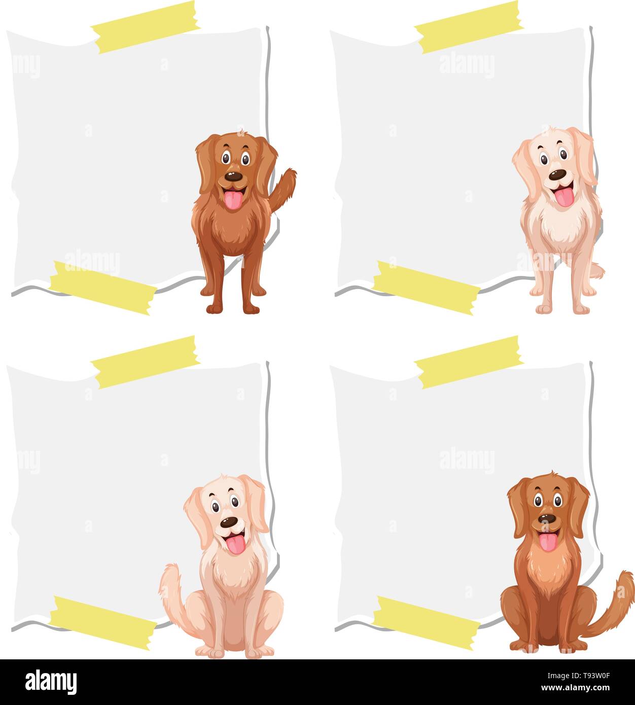 Set of dog on note template illustration Stock Vector Image & Art - Alamy
