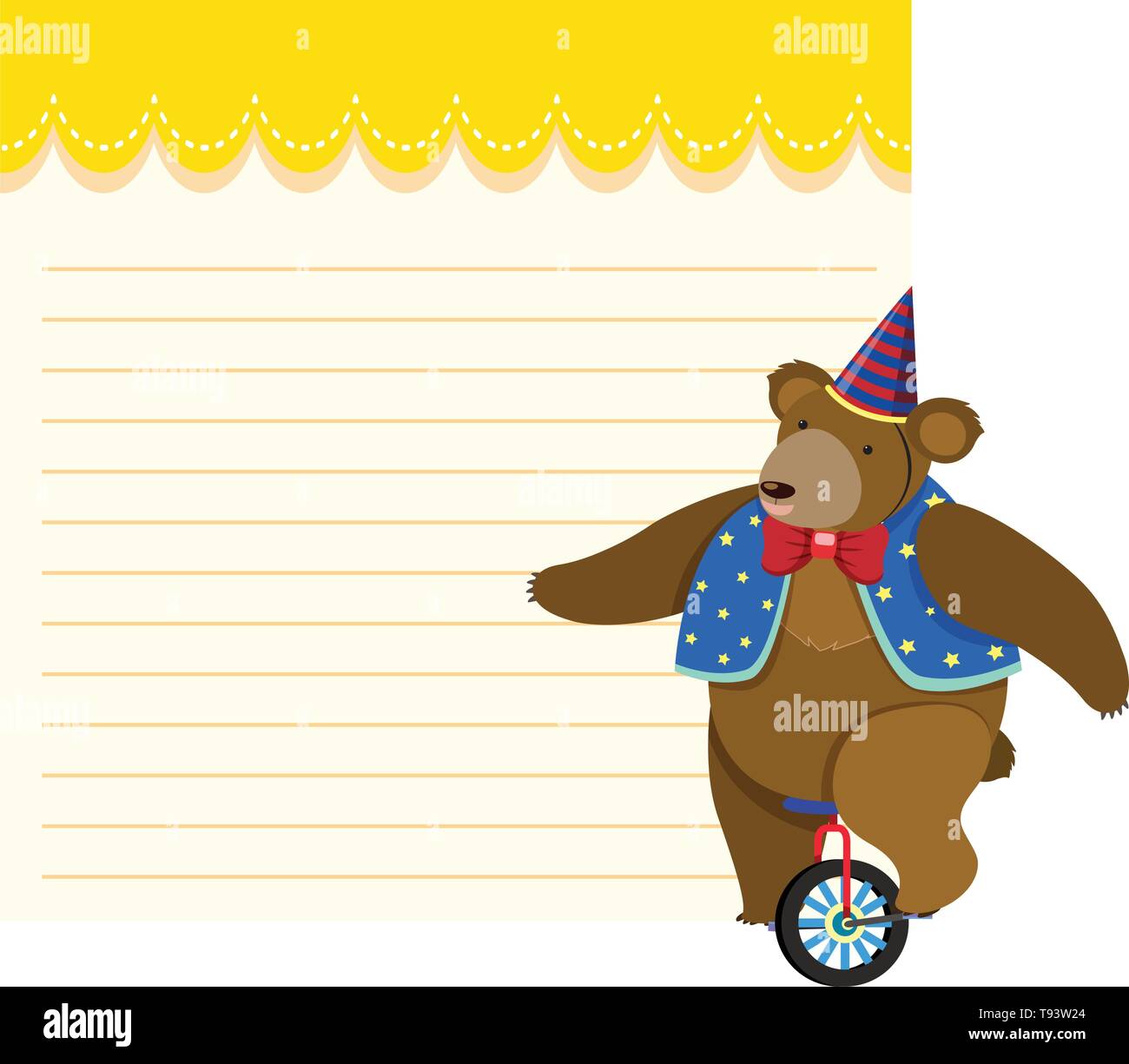 Bear riding unicycle note template illustration Stock Vector Image ...