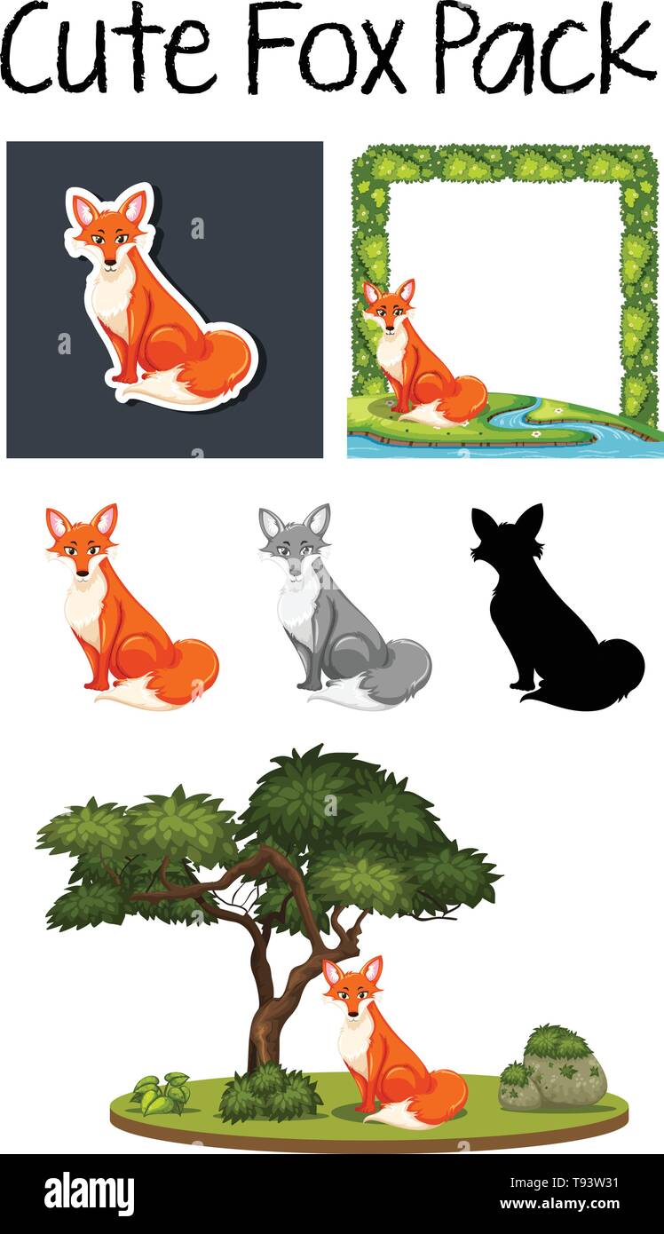 A pack of cute fox illustration Stock Vector Image & Art - Alamy