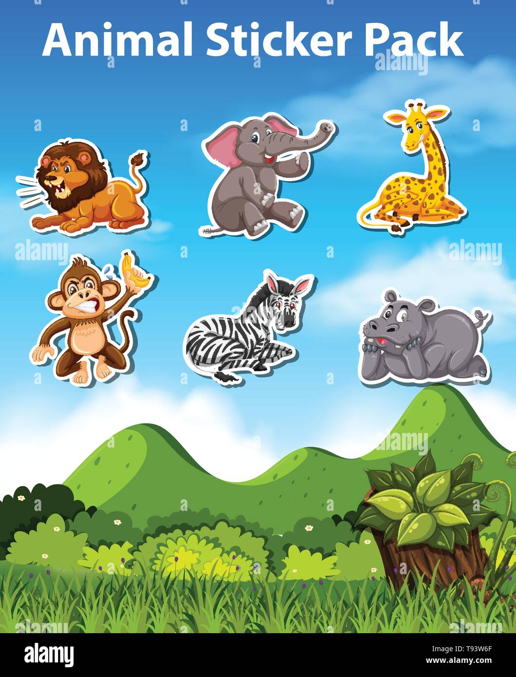 Set of animal sticker illustration Stock Vector Image & Art - Alamy