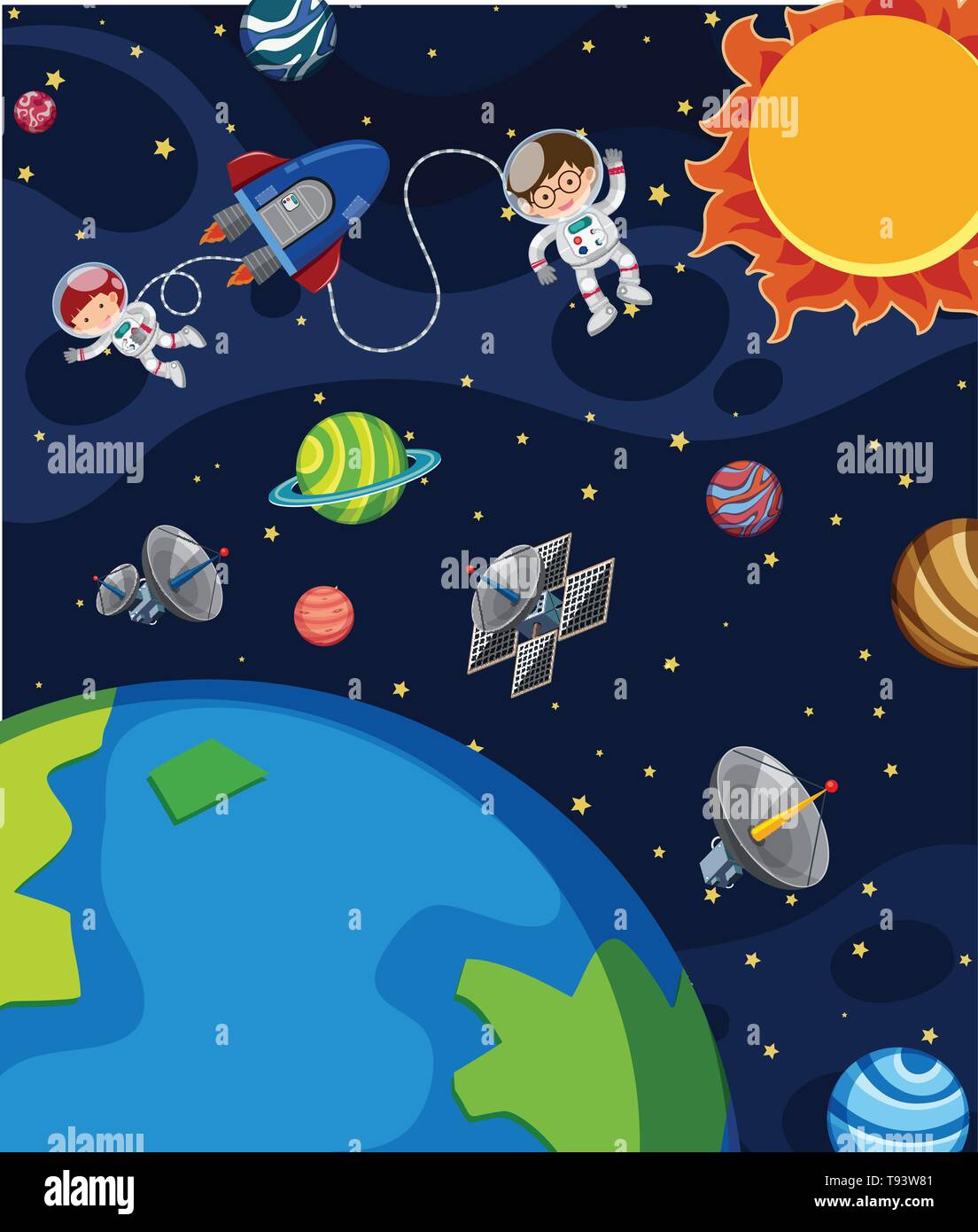 Astronaut in space scene illustration Stock Vector Image & Art - Alamy