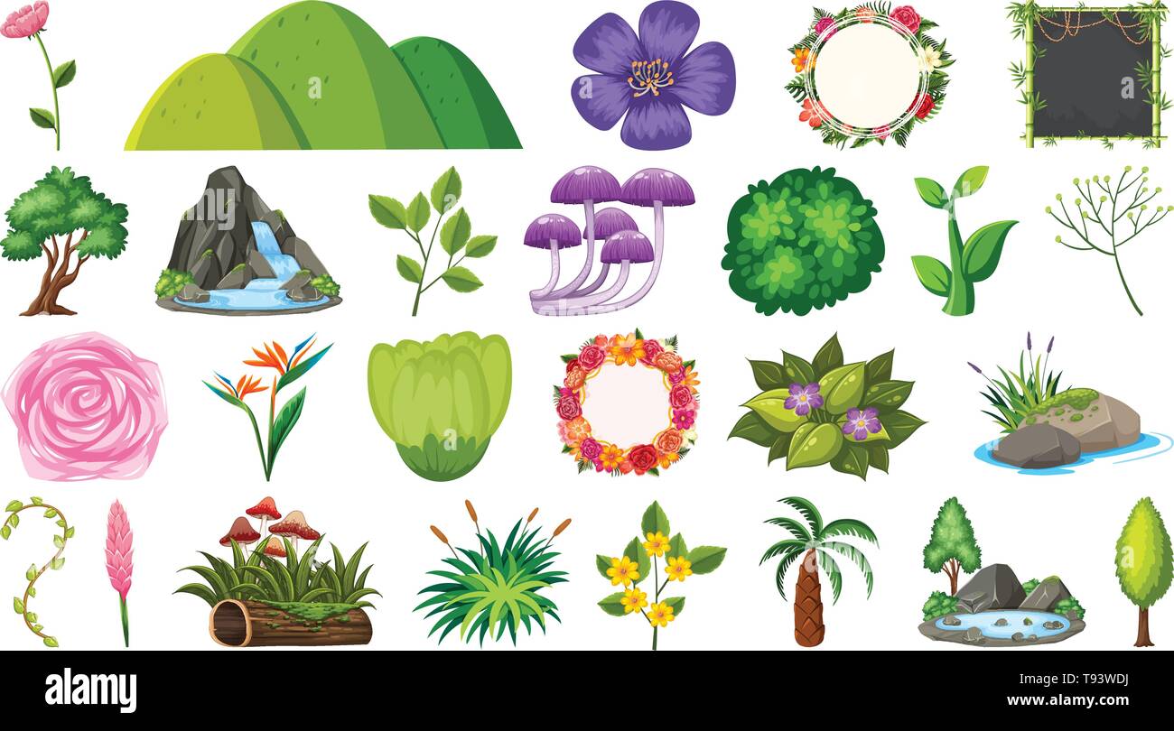Set of nature element illustration Stock Vector Image & Art - Alamy