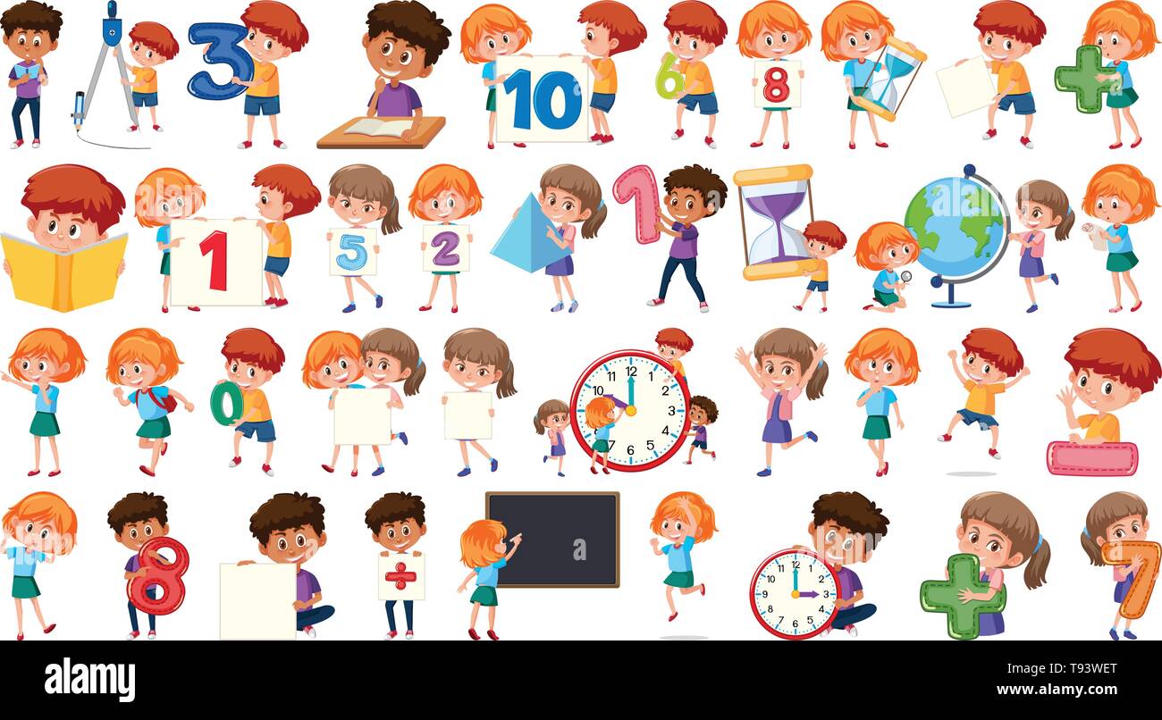 Set of mathematics kids illustration Stock Vector Image & Art - Alamy