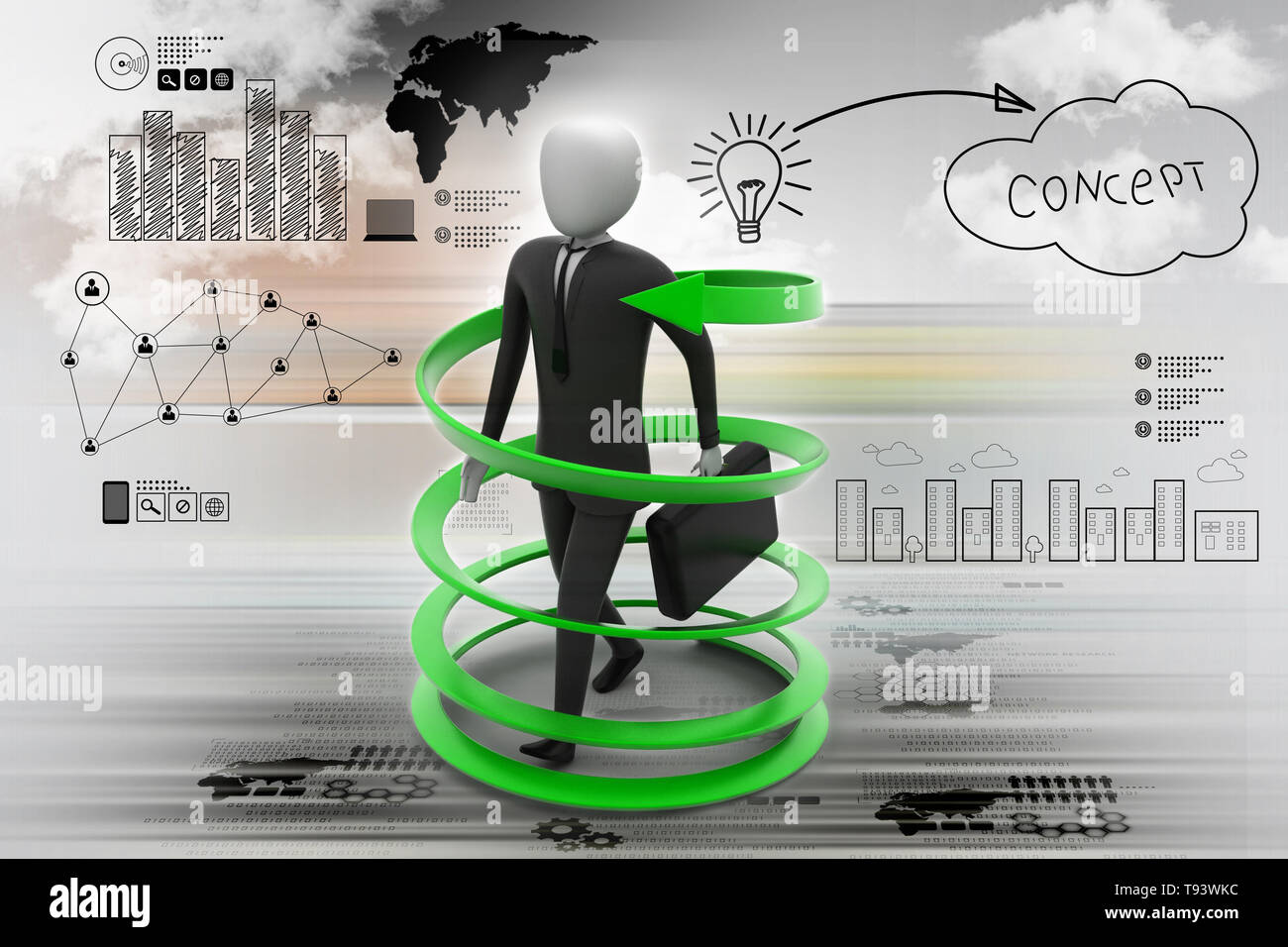 3d man business success concept Stock Photo - Alamy