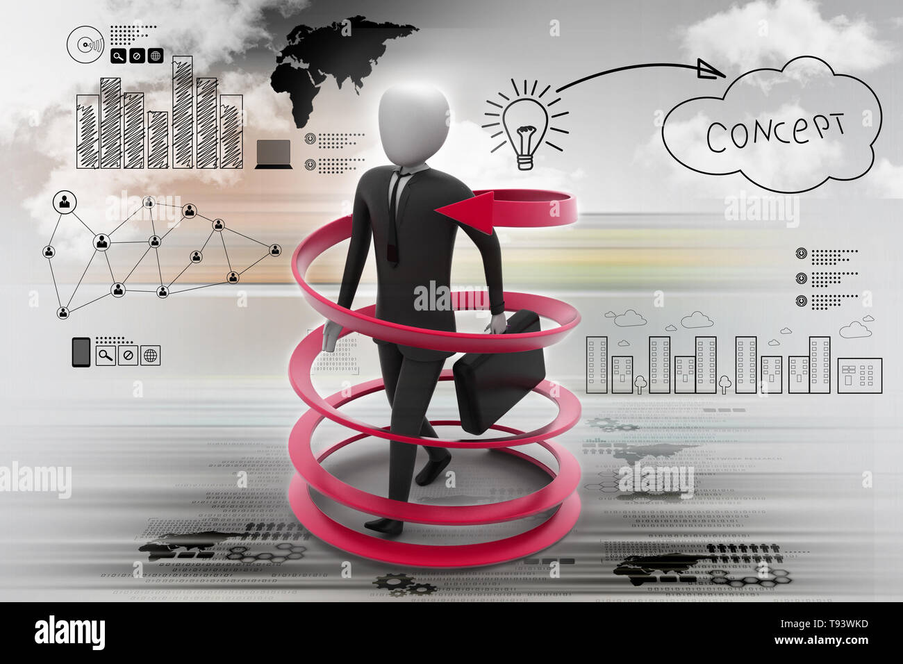 3d man business success concept Stock Photo - Alamy