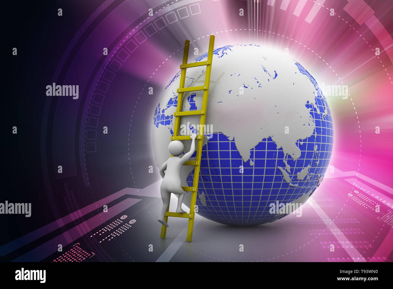 Earth globe and ladder Stock Photo - Alamy