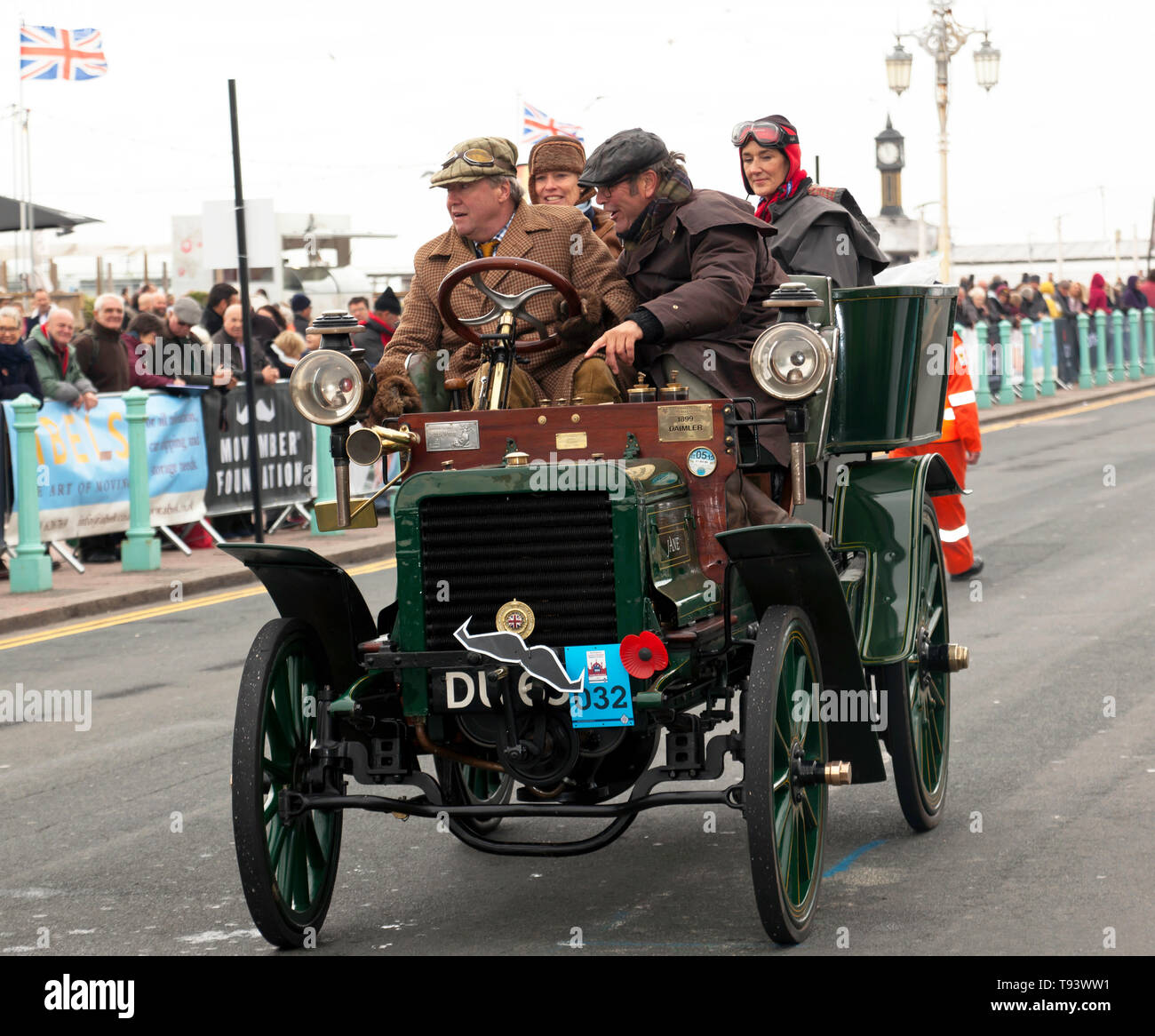 Mr Robert Abrey, driving his 1899 Daimler Down Madera Drive at the ...