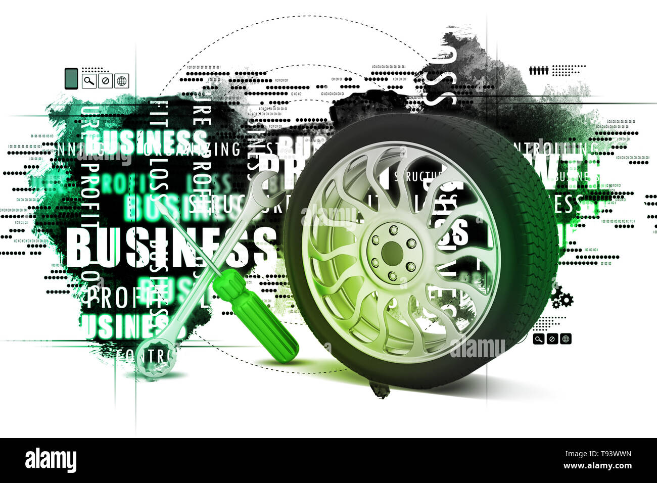 3d tires replacement concept Stock Photo - Alamy