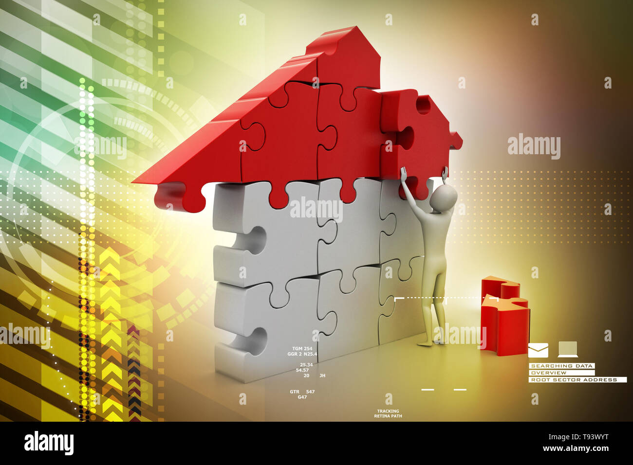 3d man, building the house Stock Photo - Alamy