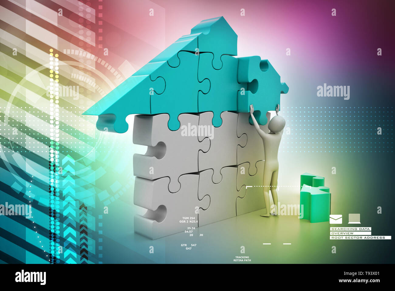 3d man, building the house Stock Photo - Alamy