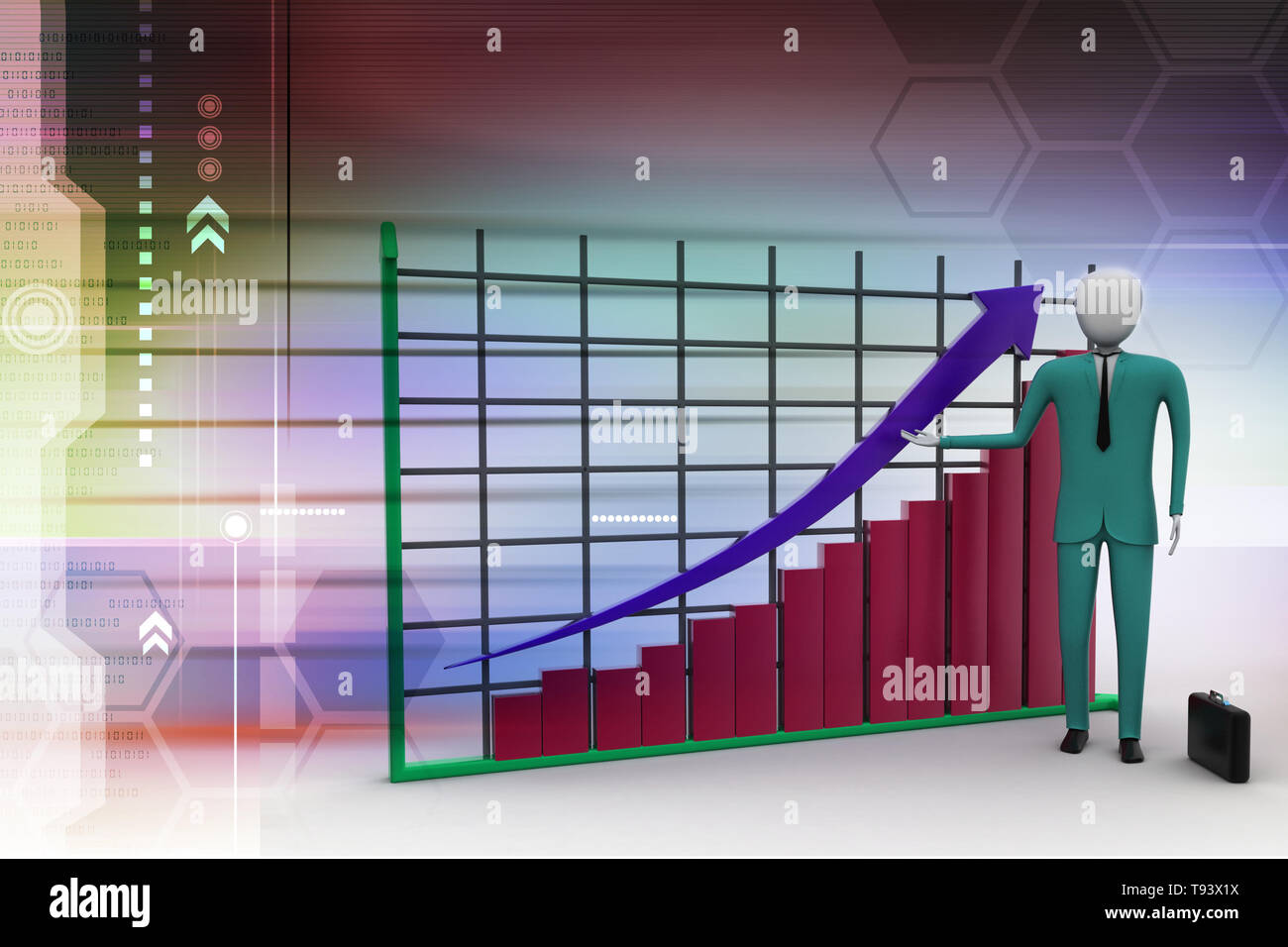 3d man holding up graph hi-res stock photography and images - Alamy